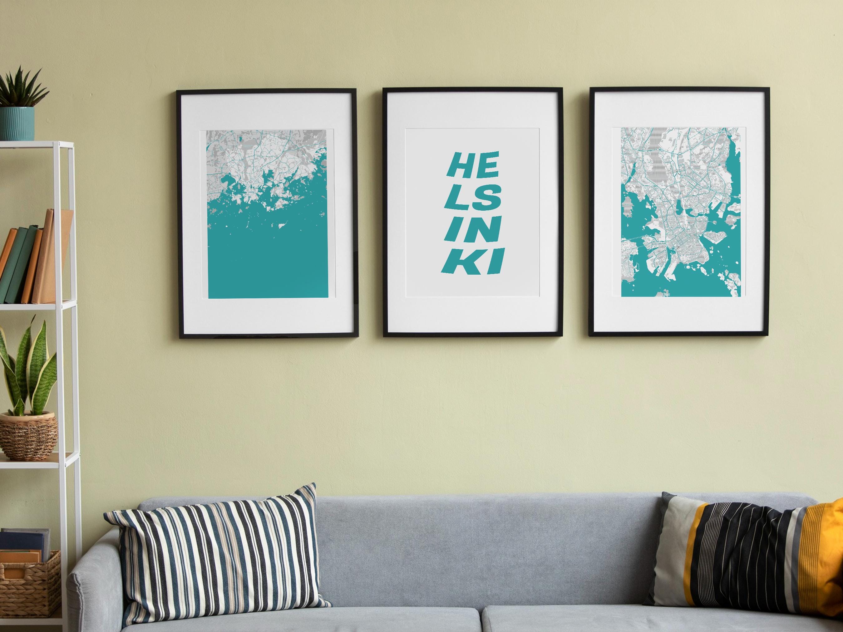 Set of 3 Helsinki City Map | Printable Wall Art | Finland Helsinki ...