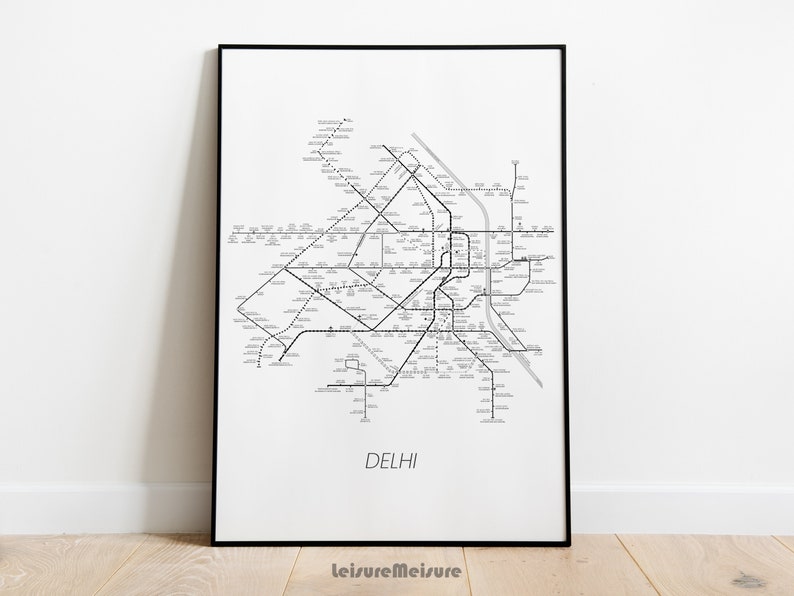 Delhi Metro Map Poster | Digital Printable Wall Art | Print Download ...