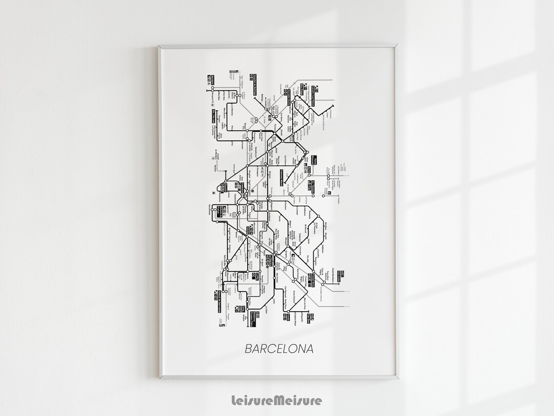 Barcelona Metro Map | Digital Printable Wall Art | Print Download City ...