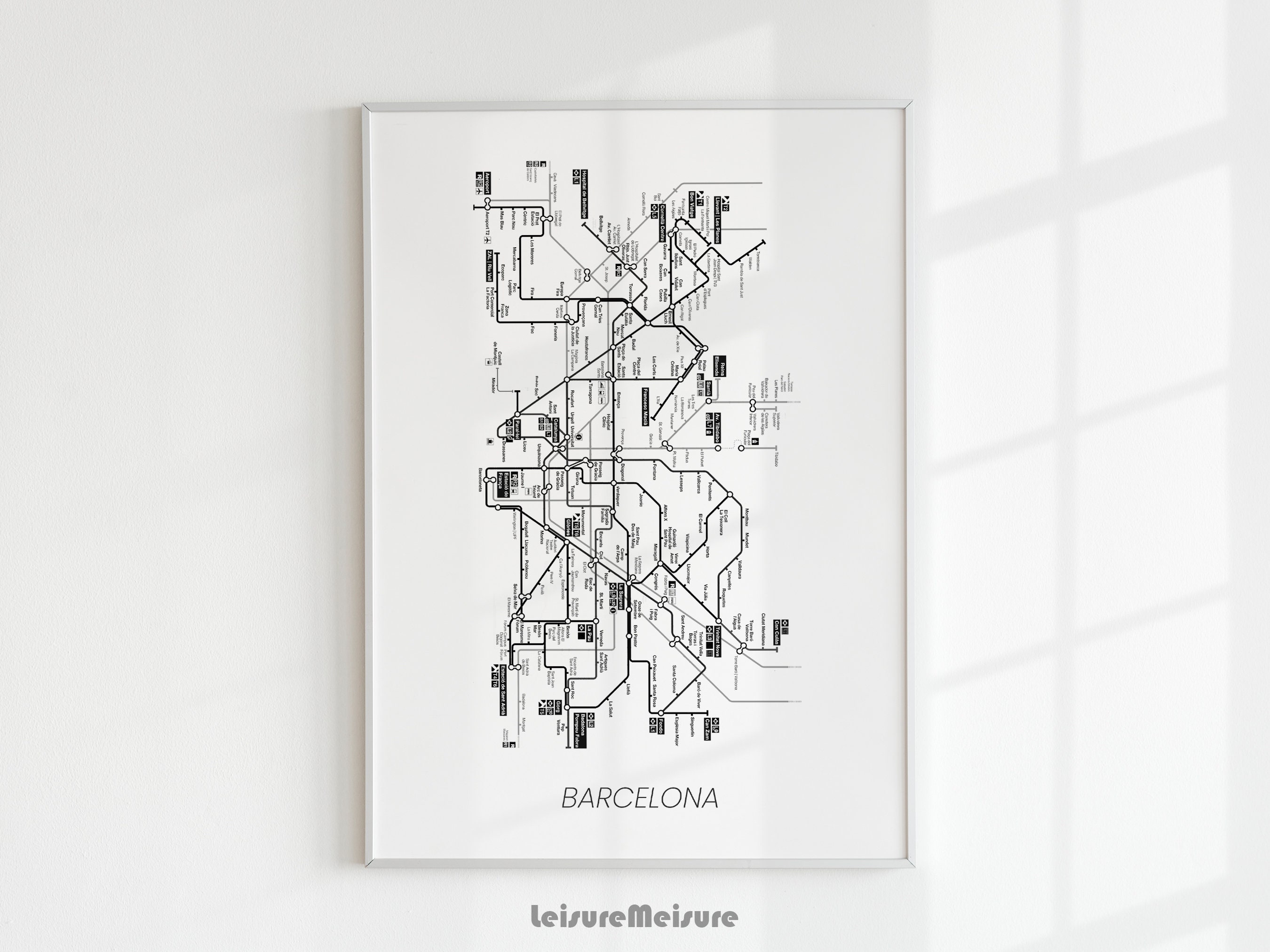 Barcelona Metro Map | Digital Printable Wall Art | Print Download City ...