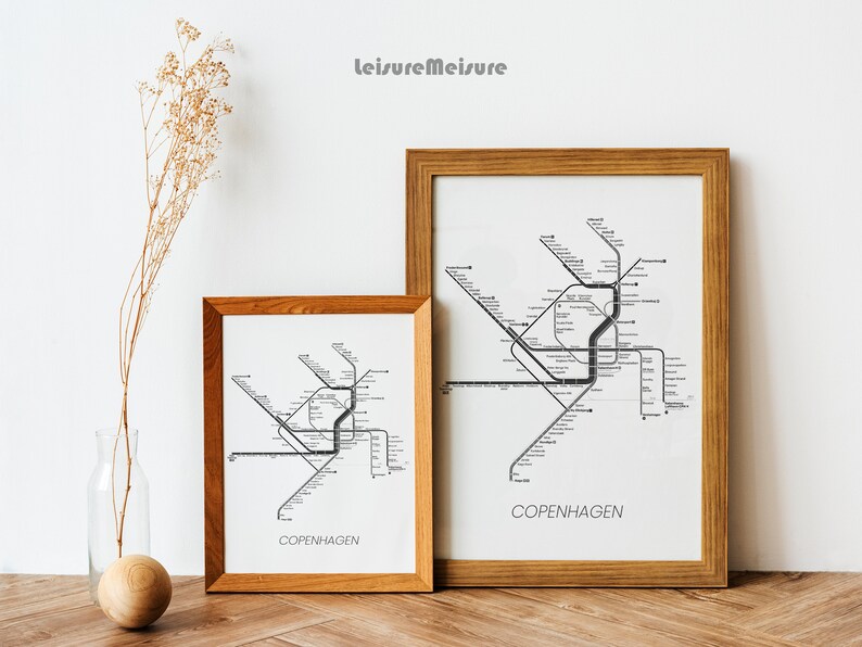 Copenhagen Metro Map Digital Printable Wall Art Print Download Subway ...