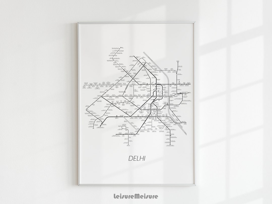 Delhi Metro Map Poster | Digital Printable Wall Art | Print Download ...