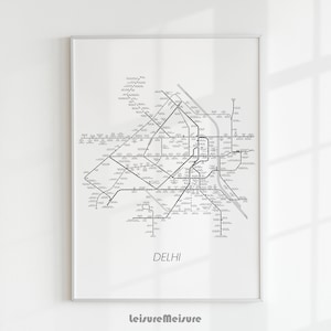 Delhi Metro Map Poster | Digital Printable Wall Art | Print Download ...