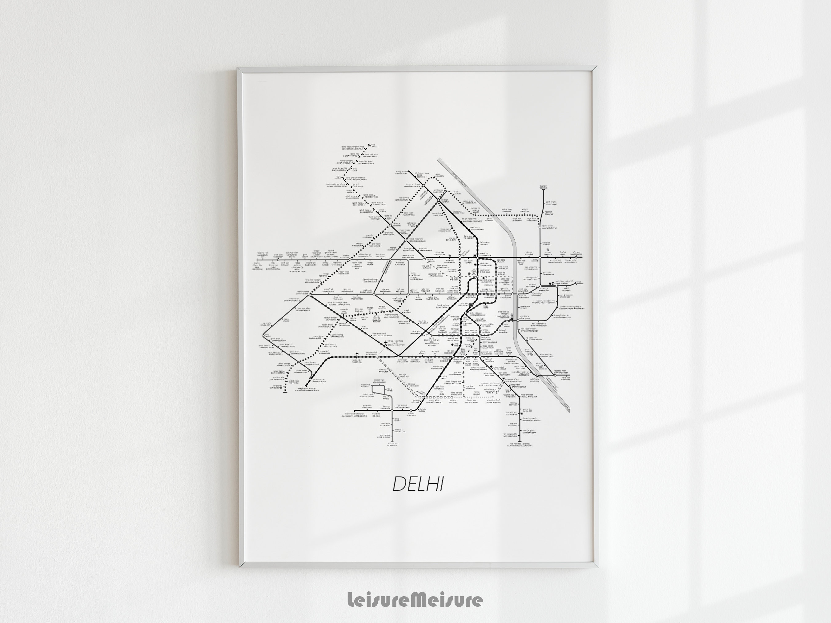 Delhi Metro Map Poster | Digital Printable Wall Art | Print Download ...