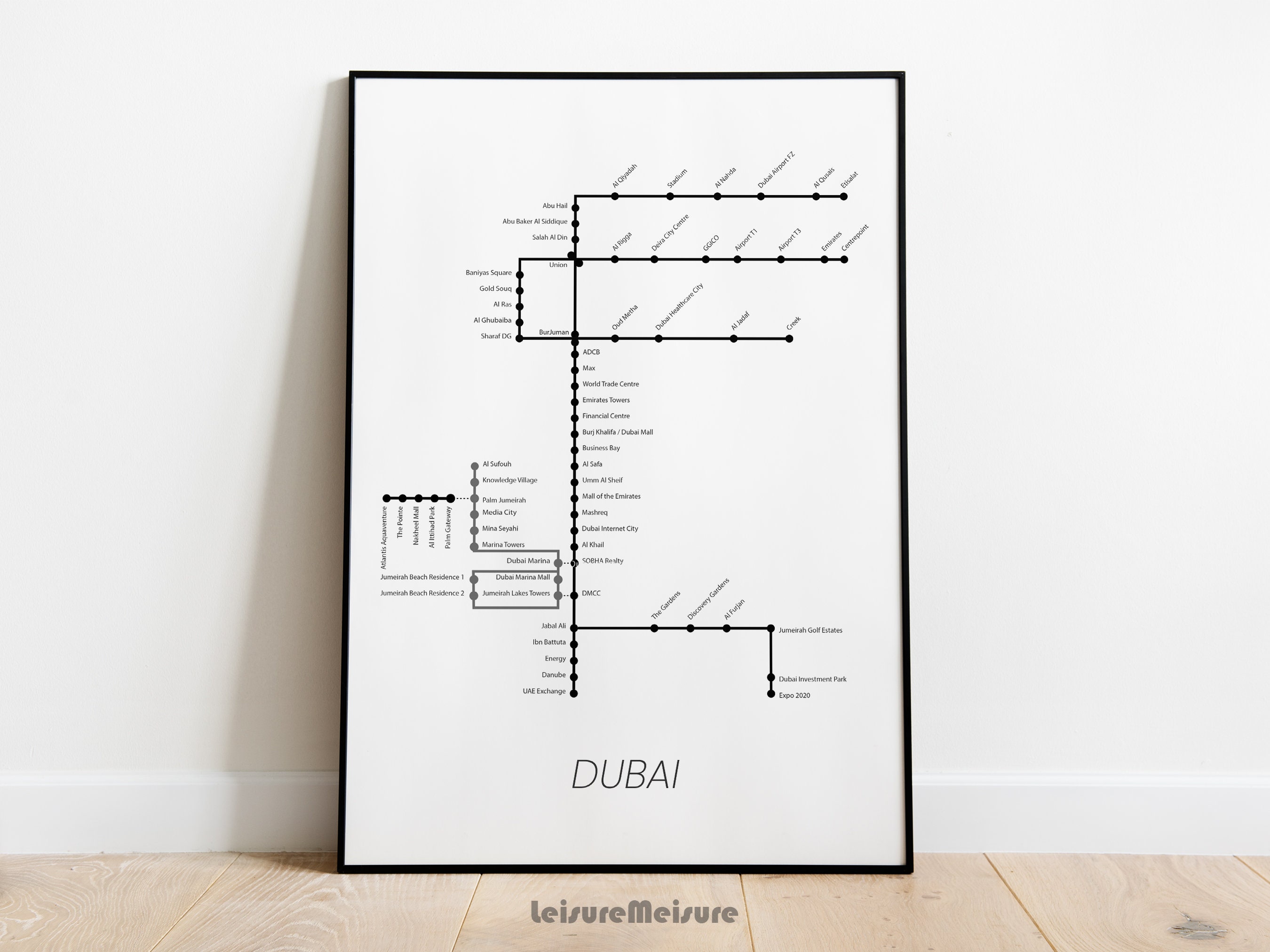 Dubai Metro Map Poster Digital Printable Wall Art Print Download Subway ...