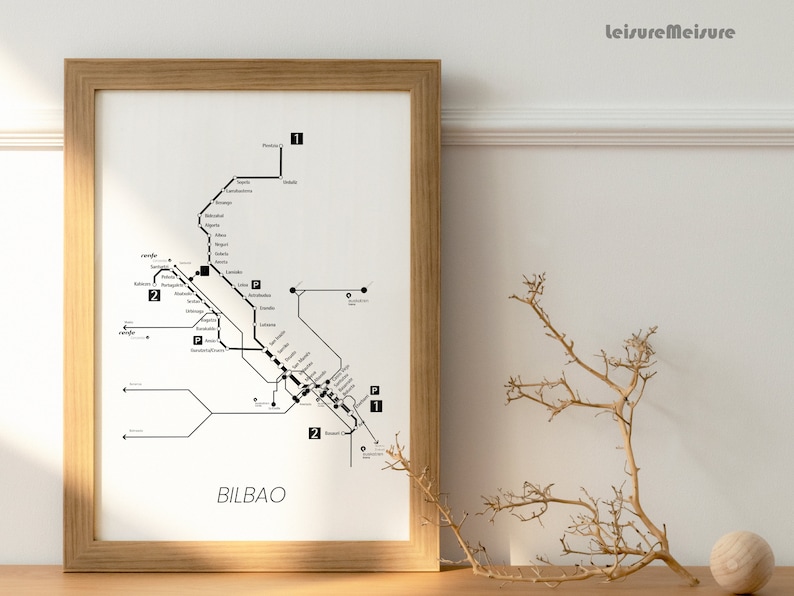 Bilbao Metro Map | Digital Printable Wall Art | Print Download City ...