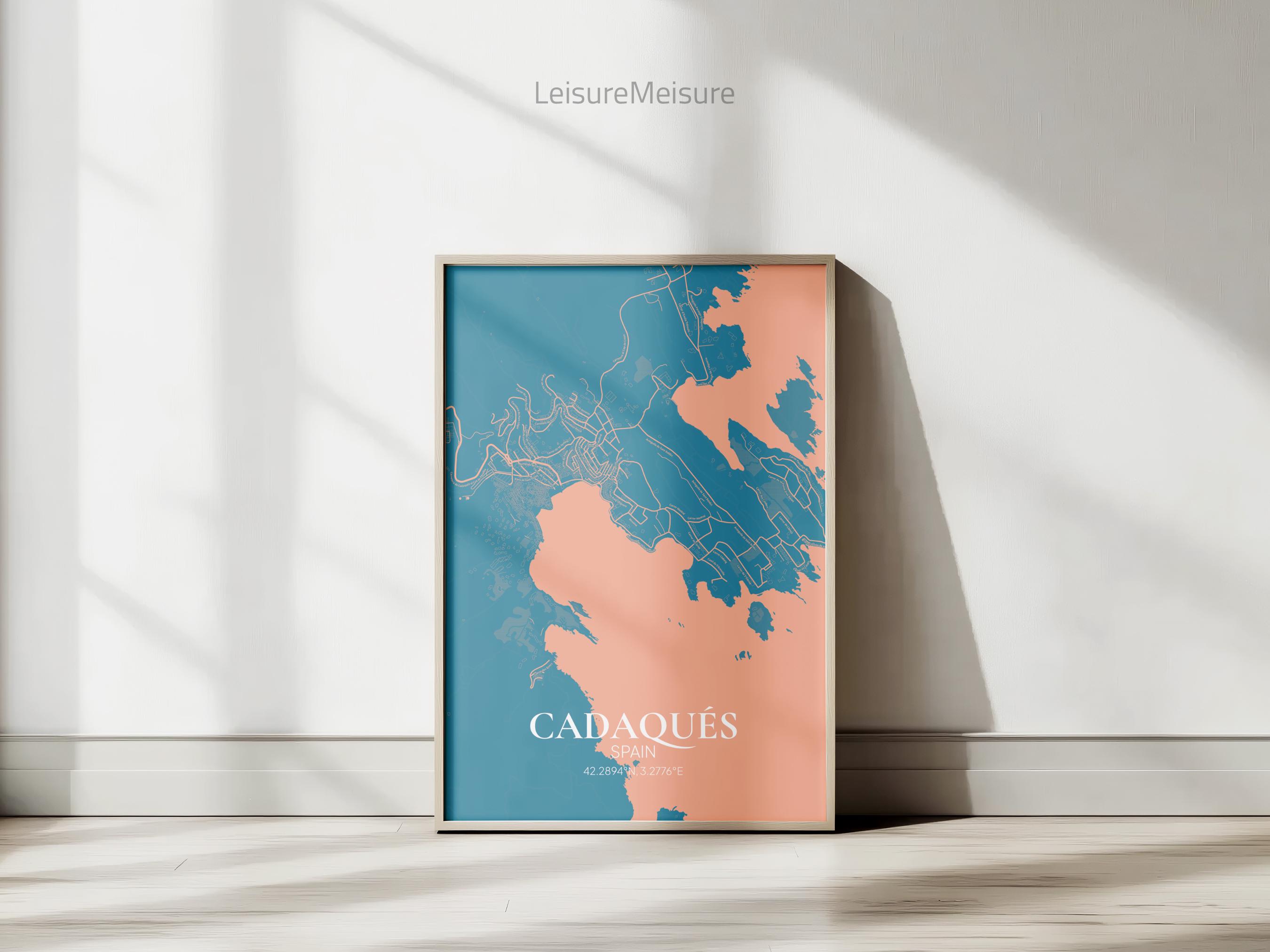 Spain Cadaques Map Wall Art | Printable Wall Art | Cadaques Poster ...