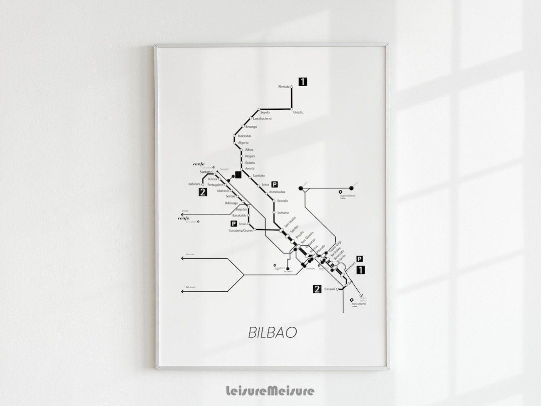 Bilbao Metro Map | Digital Printable Wall Art | Print Download City ...