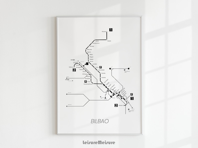Bilbao Metro Map | Digital Printable Wall Art | Print Download City ...