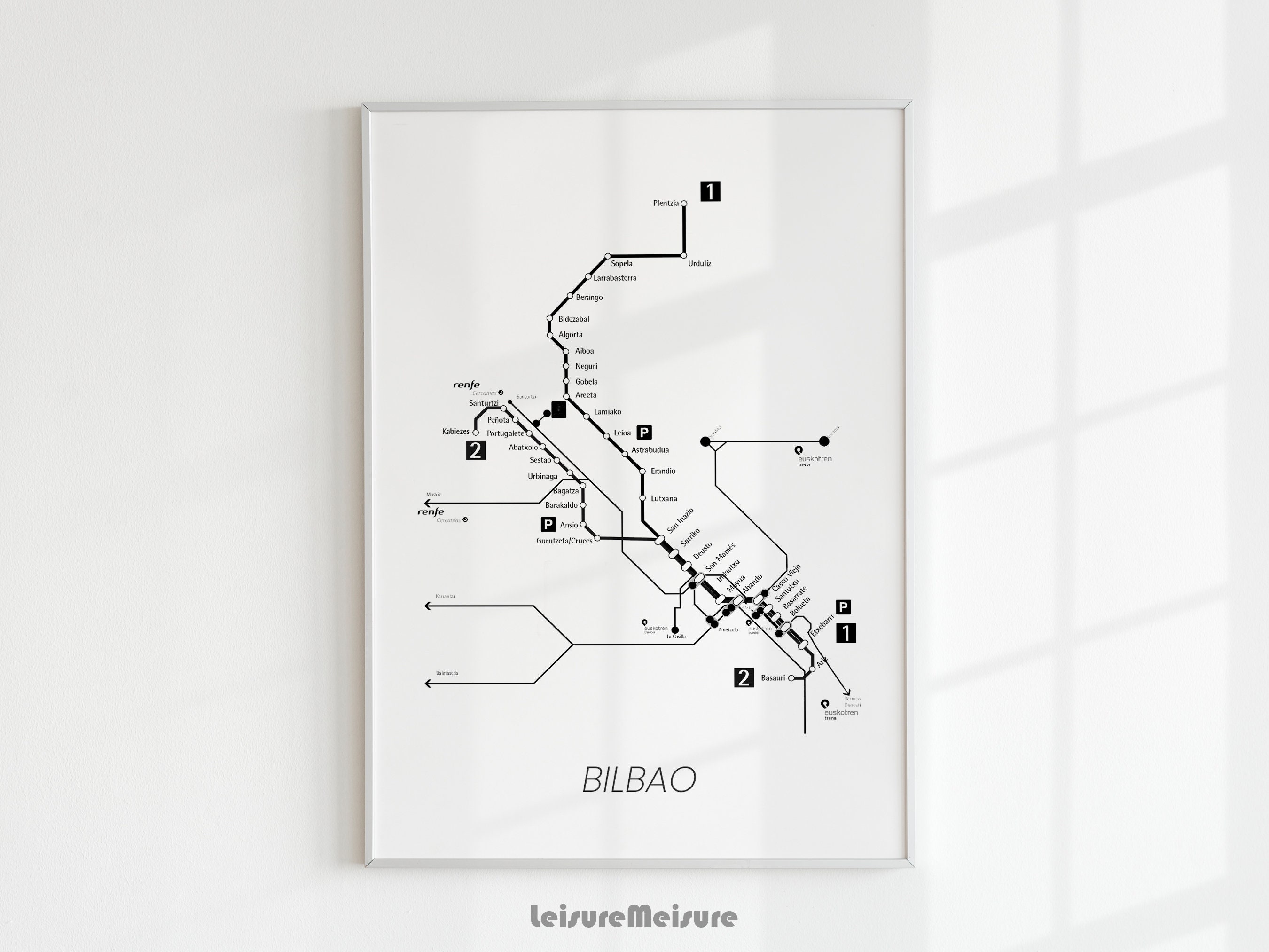 Bilbao Metro Map Digital Printable Wall Art Print Download City Subway ...