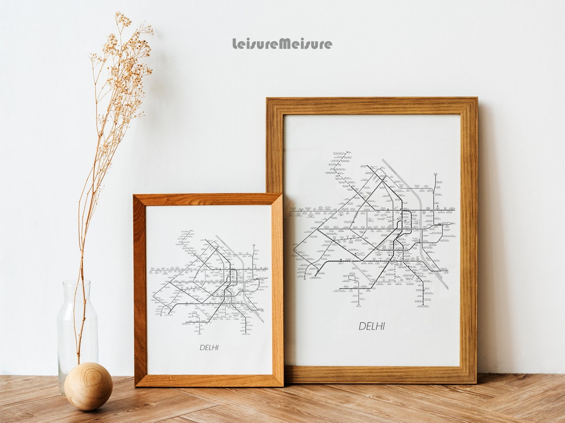 Delhi Metro Map Poster | Digital Printable Wall Art | Print Download ...