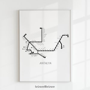 Antalya Metro Map | Digital Printable Wall Art | Print Download City ...