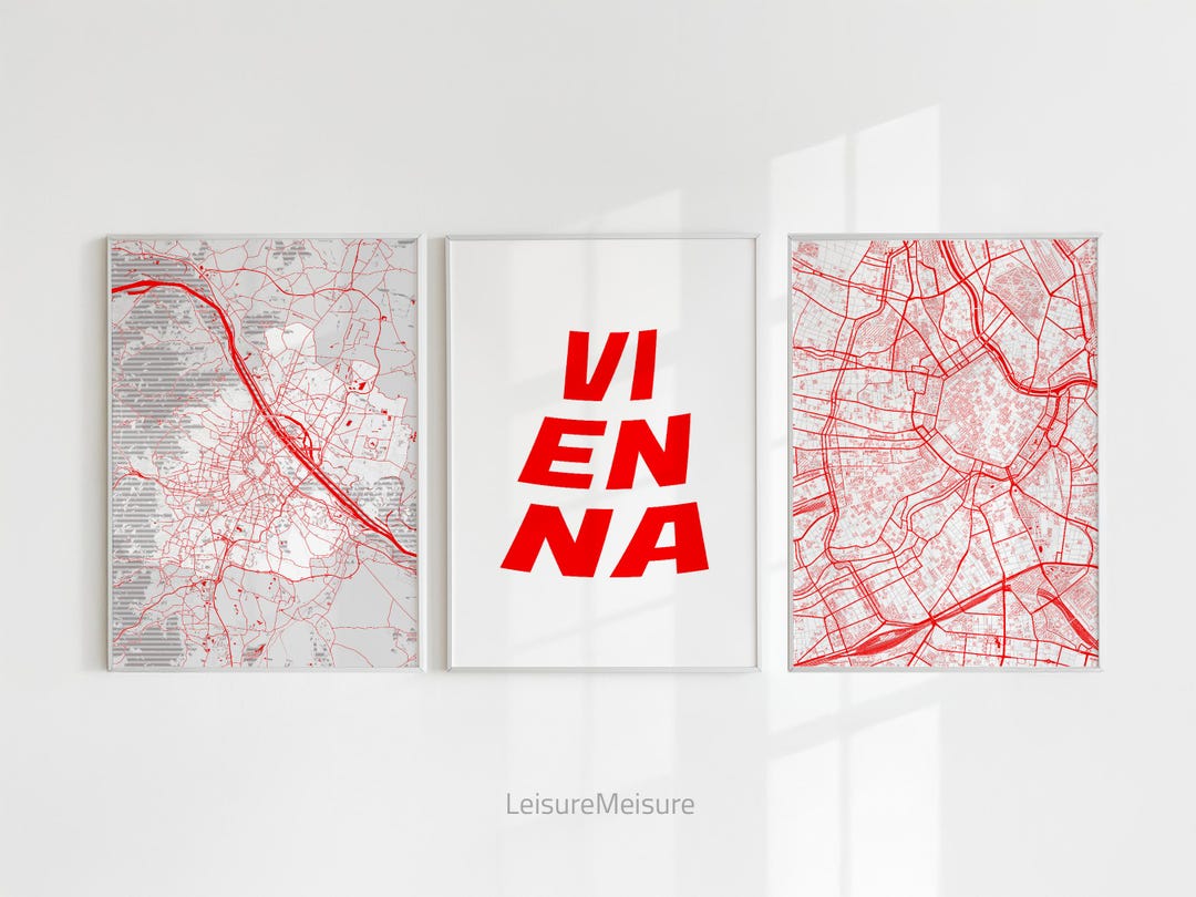 Set of 3 Vienna City Map | Printable Wall Art | Austria Vienna Poster ...