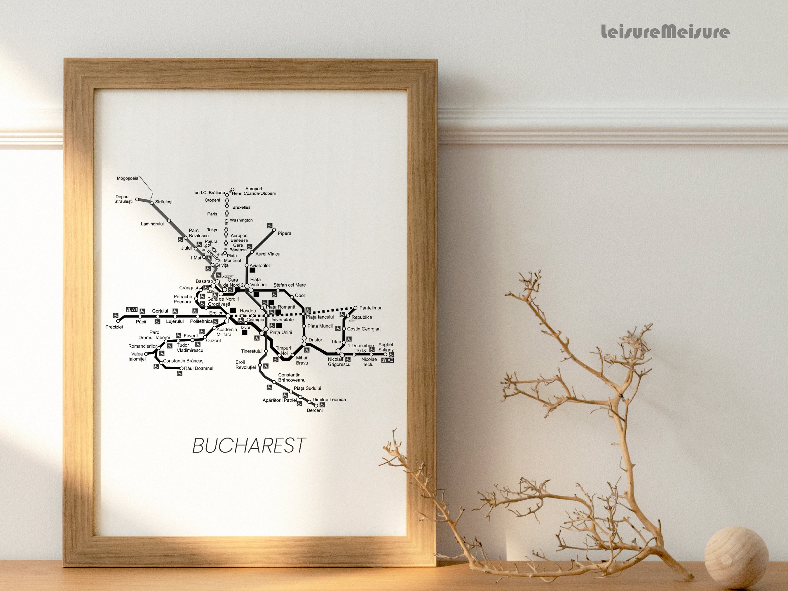 Bucharest Subway Map Poster | Digital Printable Wall Art | Print ...