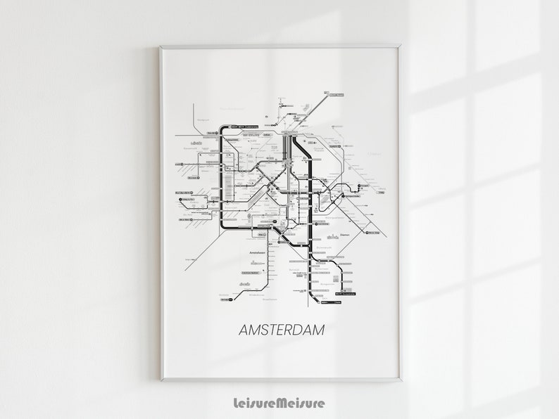 Amsterdam Metro Map | Digital Printable Wall Art | Print Download City ...