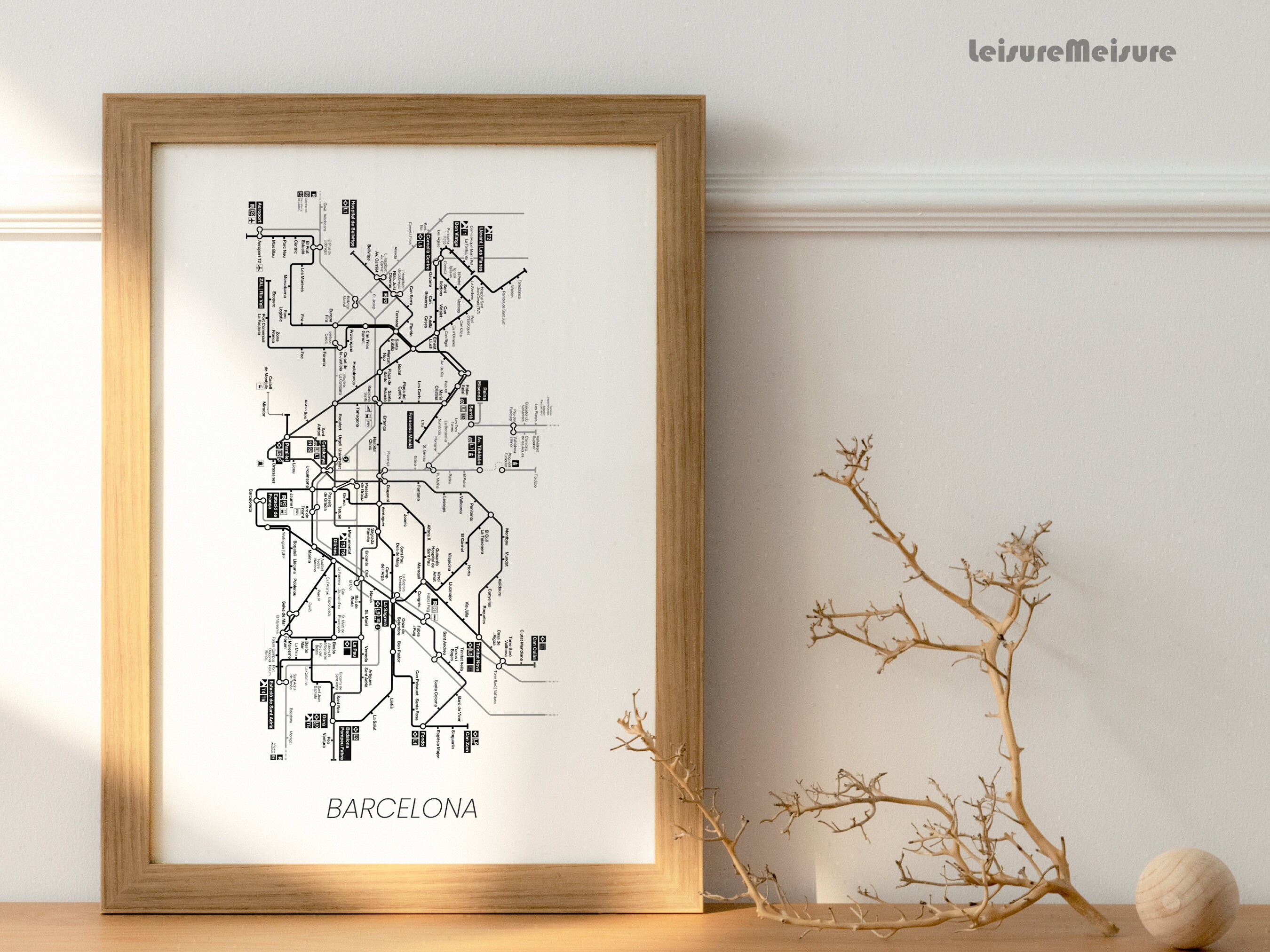 Barcelona Metro Map | Digital Printable Wall Art | Print Download City ...