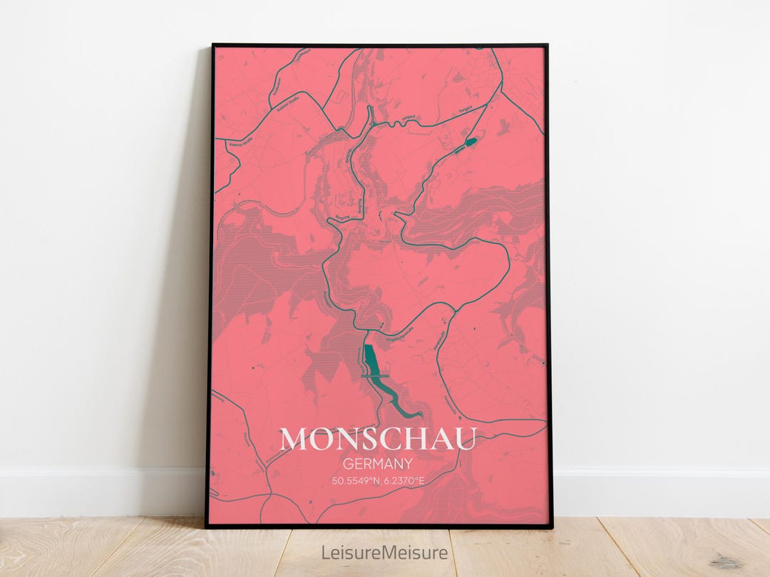 Germany Monschau Map Wall Art | Printable Wall Art | Monschau Poster ...