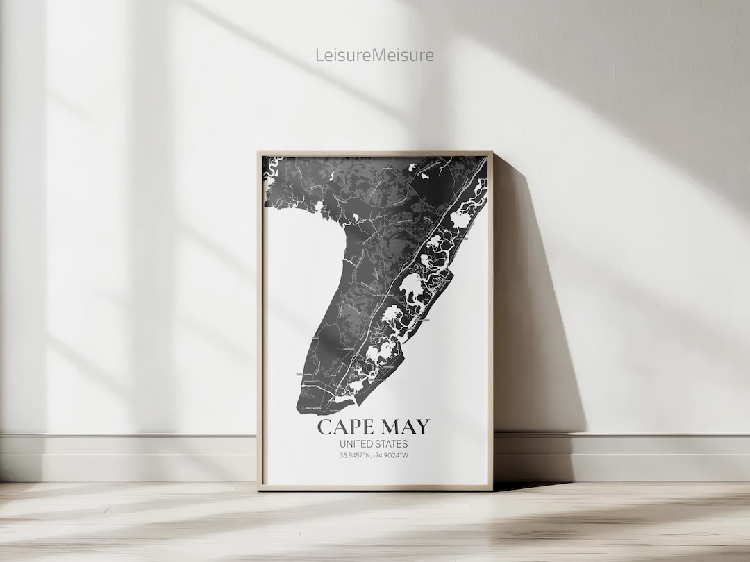Cape May Map Wall Art | Stylish Printable Wall Art | United States Cape ...