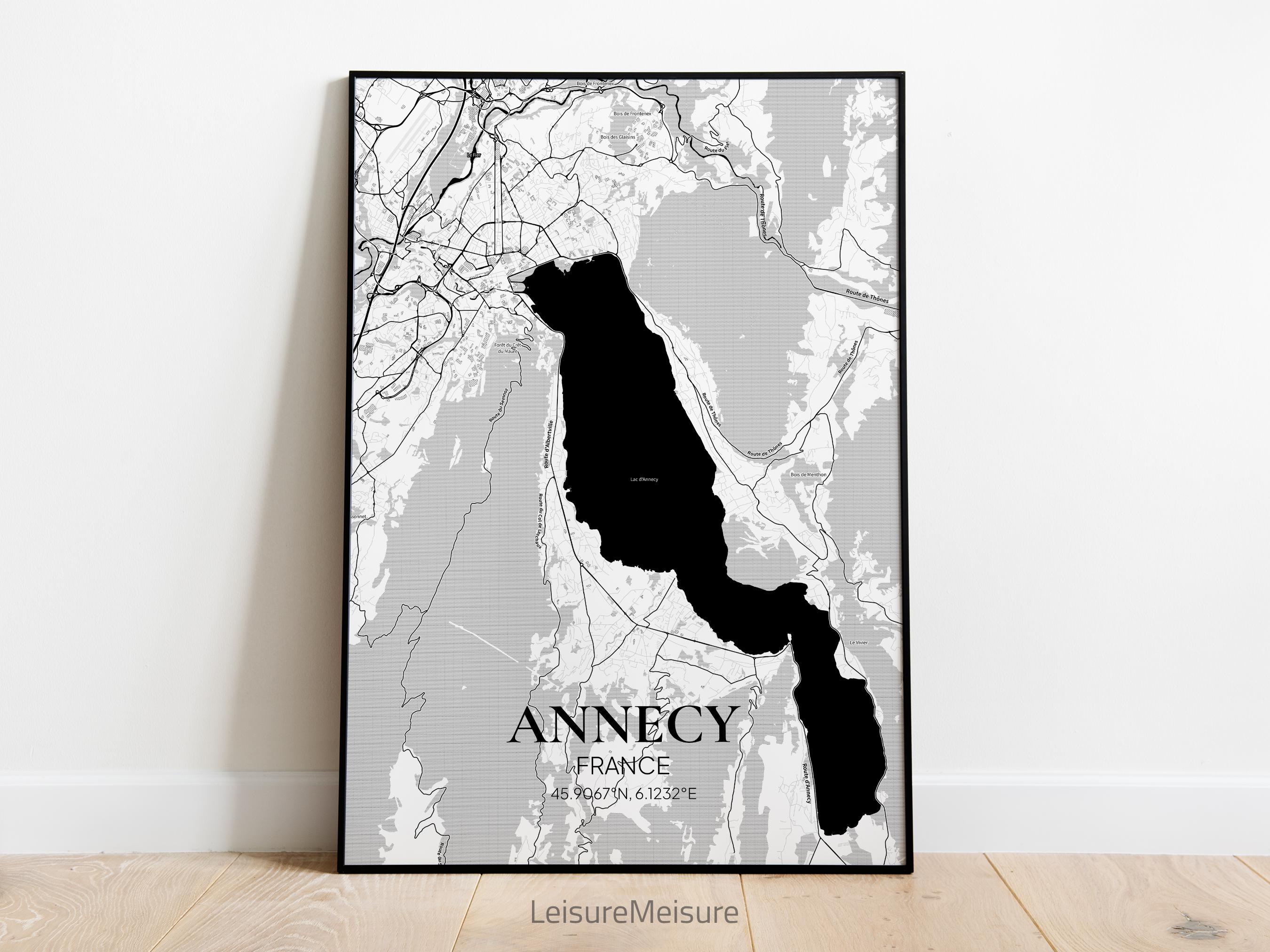 France Annecy Map Wall Art | Printable Wall Art | Annecy Poster Print ...