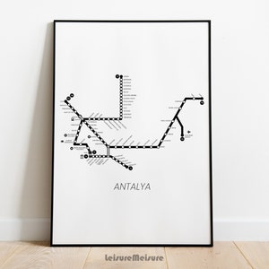 Antalya Metro Map | Digital Printable Wall Art | Print Download City ...