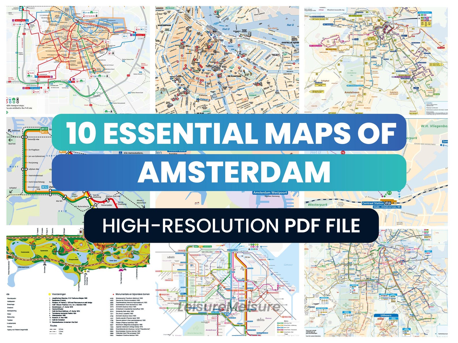 10 Amsterdam Maps Bundle: Metro and Rail Guides - Amsterdam Sightseeing ...