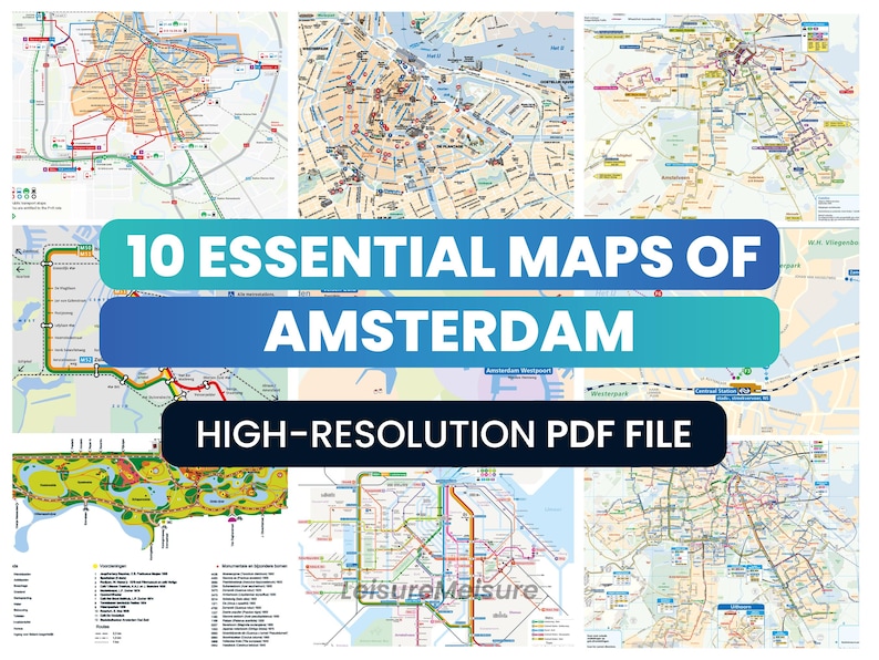 10 Amsterdam Maps Bundle: Metro and Rail Guides - Amsterdam Sightseeing ...