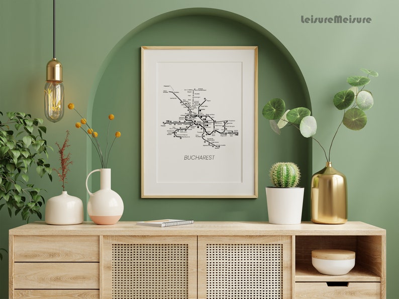 Bucharest Subway Map Poster | Digital Printable Wall Art | Print ...