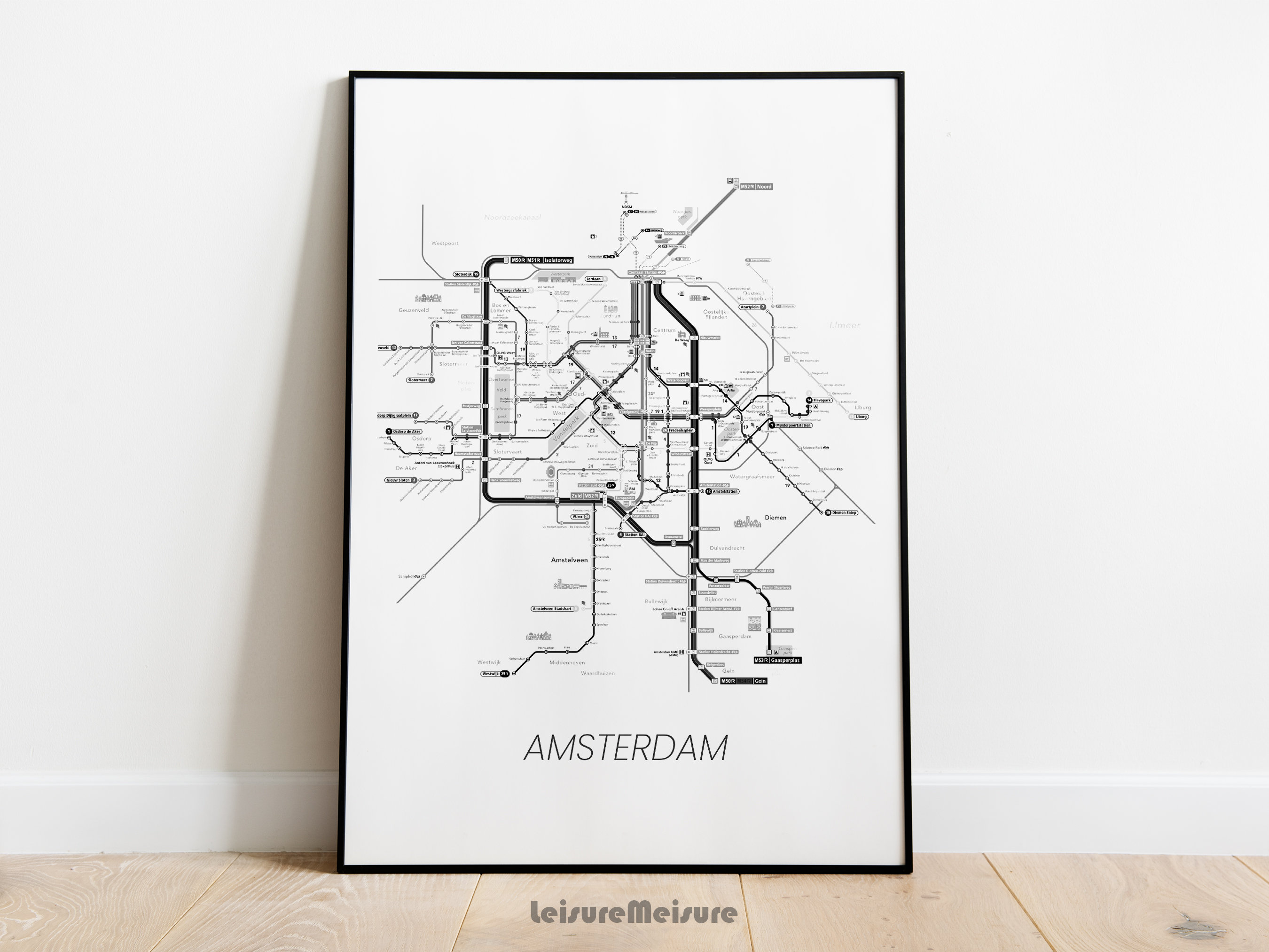 Amsterdam Metro Map | Digital Printable Wall Art | Print Download City ...