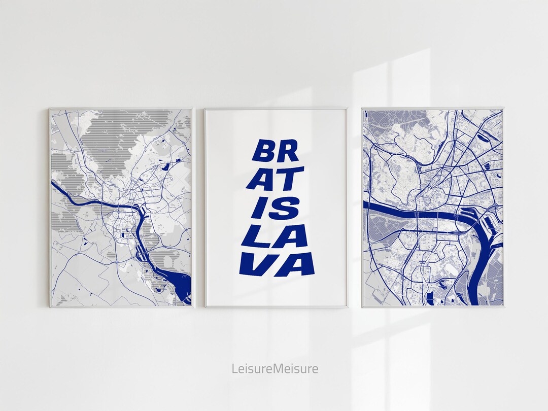 Set of 3 Bratislava City Map | Printable Wall Art | Slovakia Bratislava ...