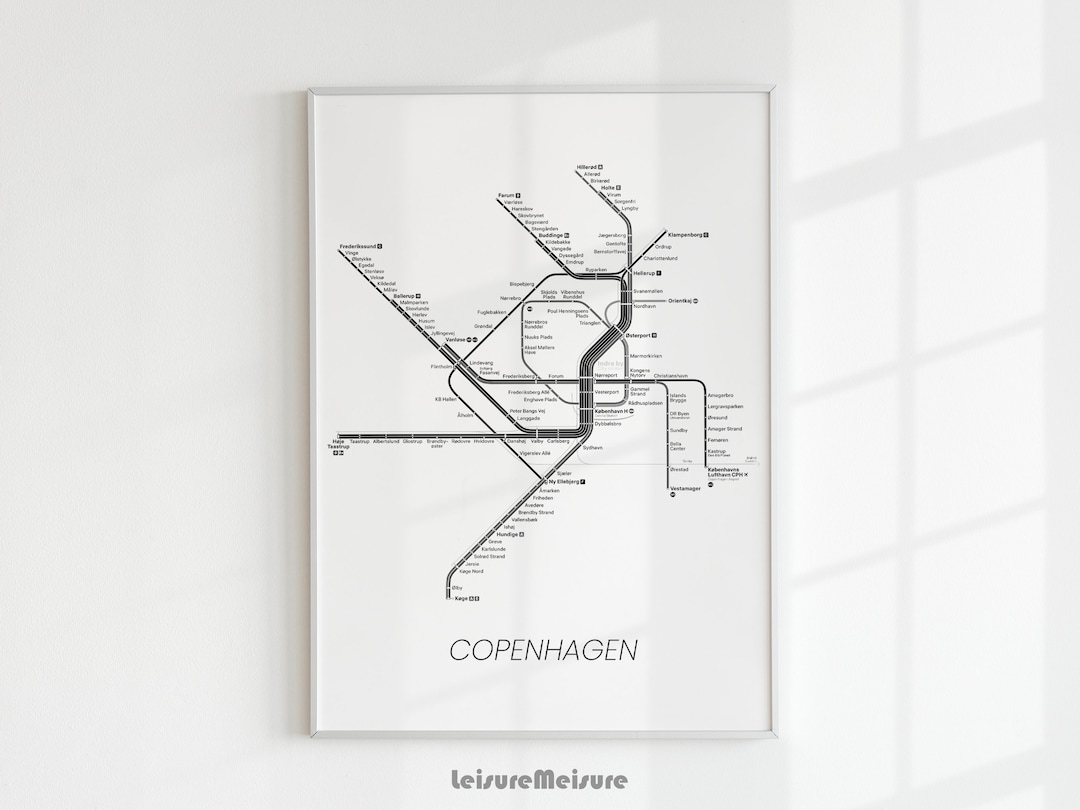Copenhagen Metro Map | Digital Printable Wall Art | Print Download ...