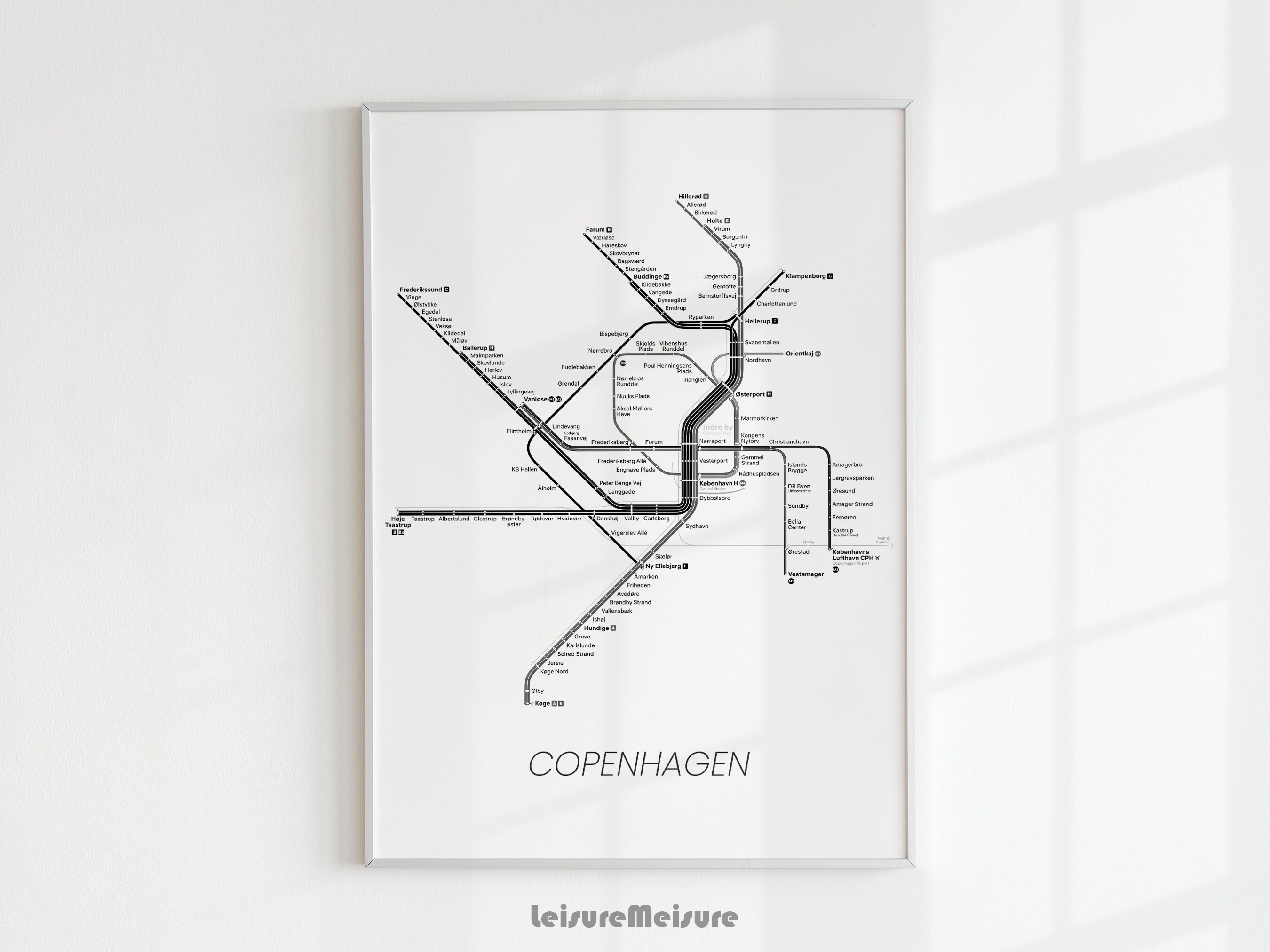 Copenhagen Metro Map Digital Printable Wall Art Print Download Subway ...