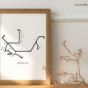 Antalya Metro Map | Digital Printable Wall Art | Print Download City ...