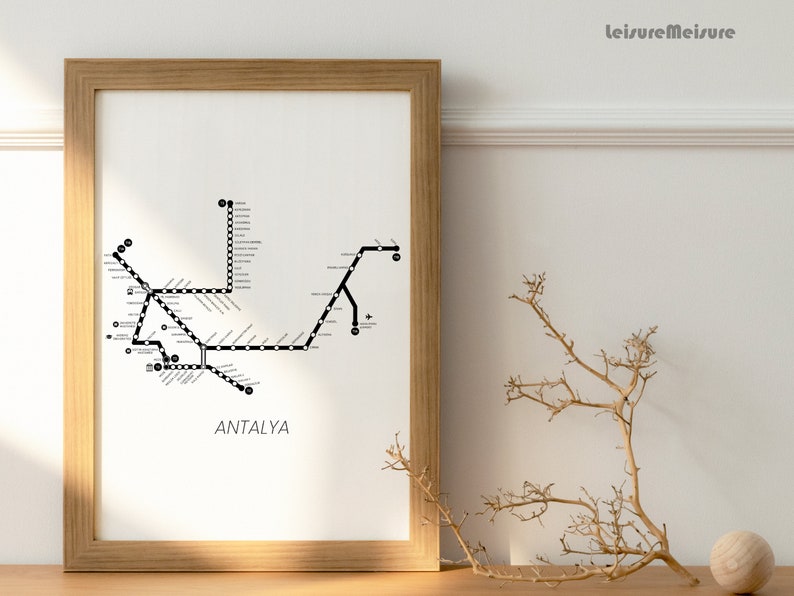 Antalya Metro Map | Digital Printable Wall Art | Print Download City ...