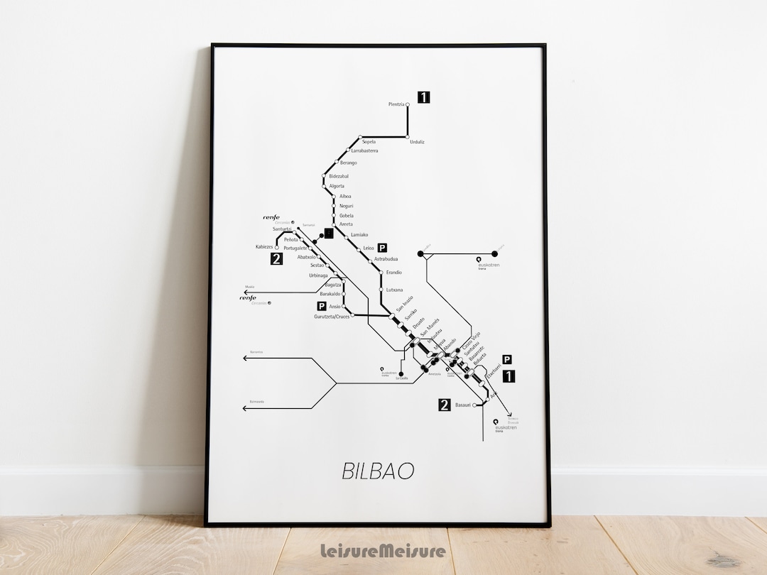 Bilbao Metro Map Digital Printable Wall Art Print Download City Subway ...