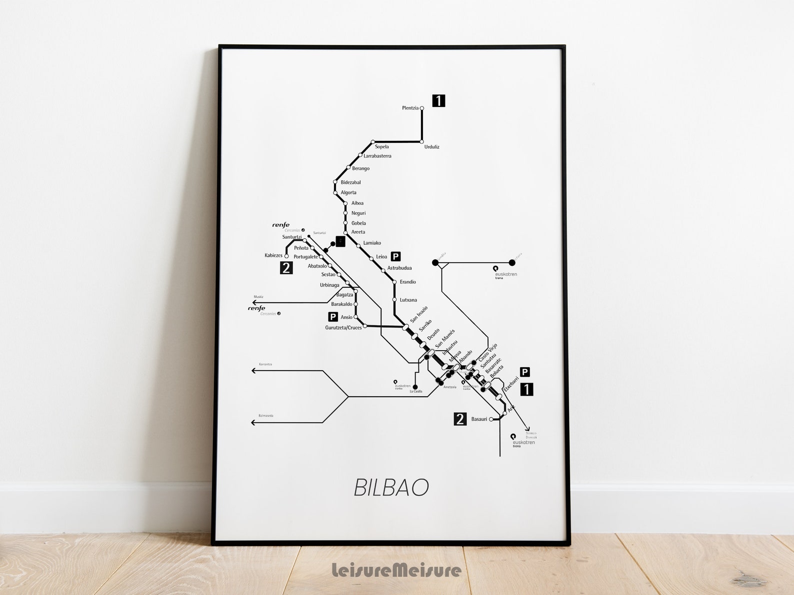 Bilbao Metro Map Digital Printable Wall Art Print Download City Subway ...