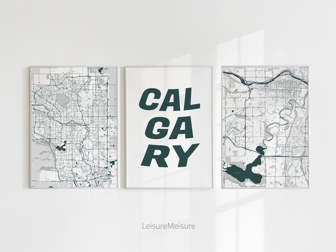 Set of 3 Calgary City Map | Trendy Printable Wall Art | Canada Calgary ...