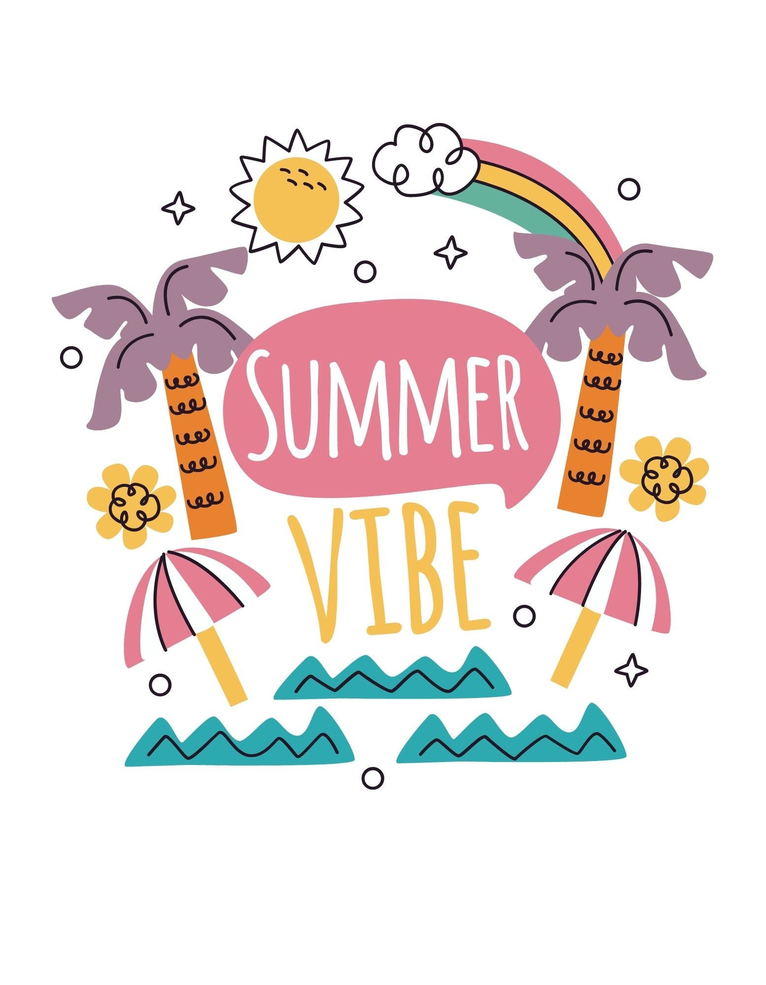 Fun Summer Digital Art Compilation, SVG, PNG JPEG, Kids Craft, T-shirt ...