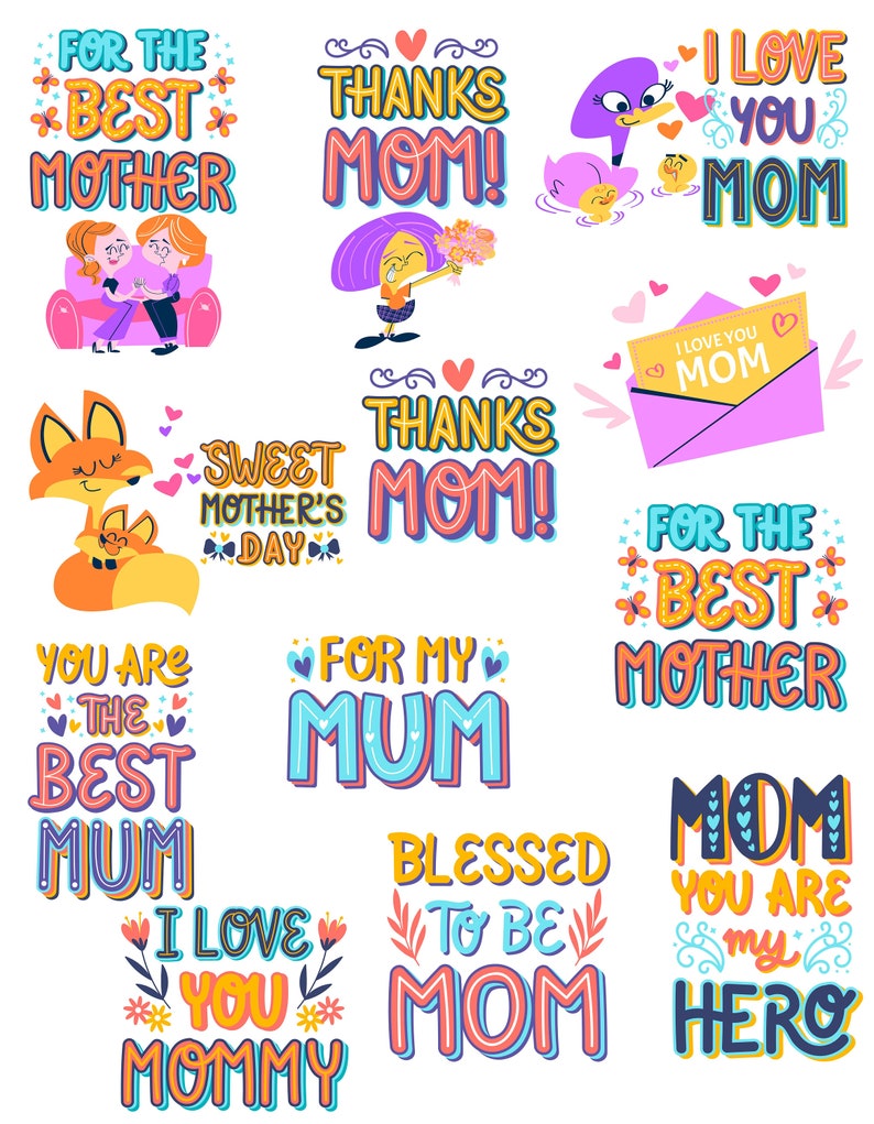 Mother's Day Colorful Compilation PNG, SVG, JPEG, Sublimation File ...