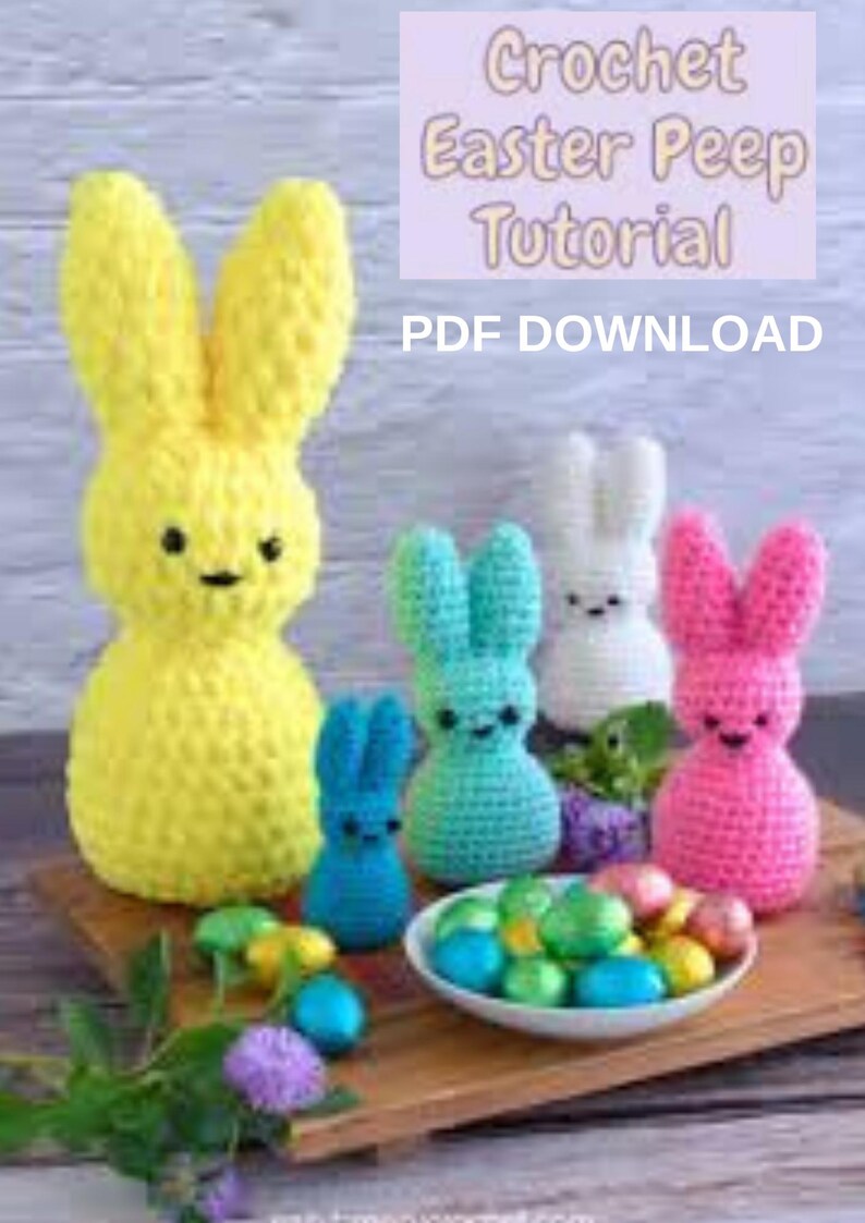 PDF ENGLISH No Sew Peep Bunny, Crochet Pattern, PDF, Digital, Download, Easter Pattern, Peep ...