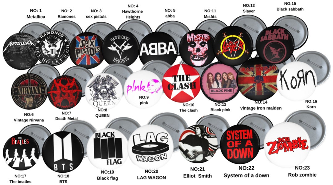 Death Black Punk Metal Pinback Button Pins, Band Pins, Music Pins,punk ...