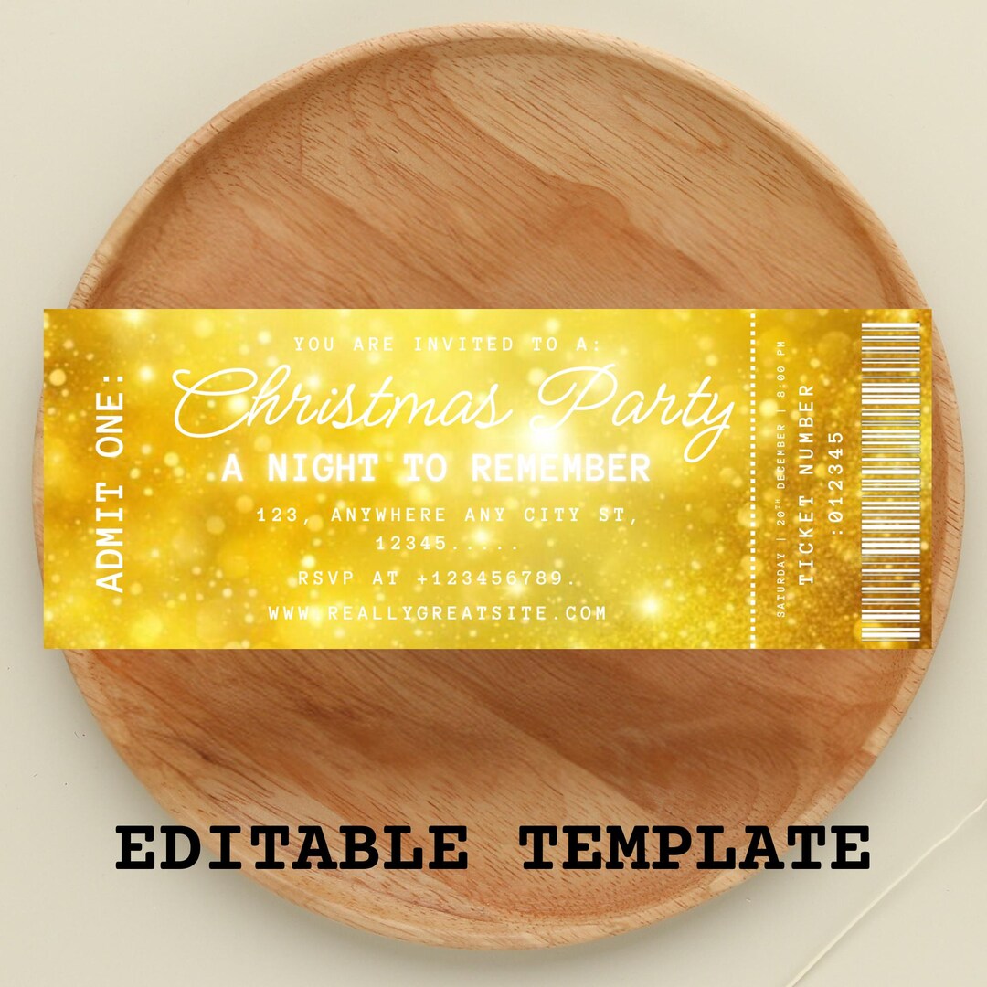 Editable Theme Park Ticket, Surprise Christmas Gift Printable Christmas ...