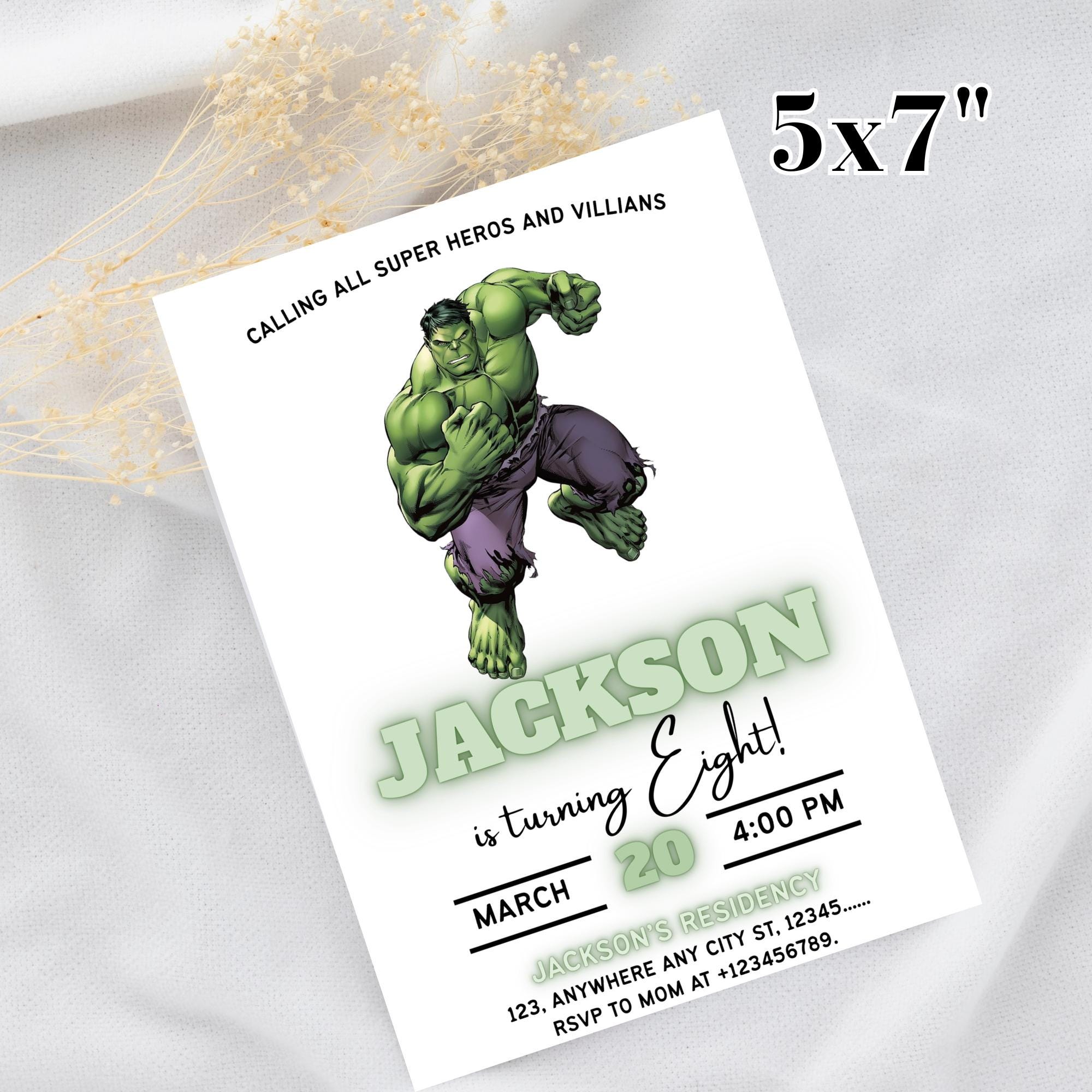 Hulk Smash Editable Birthday Invitation (digital Download) - Edit in ...