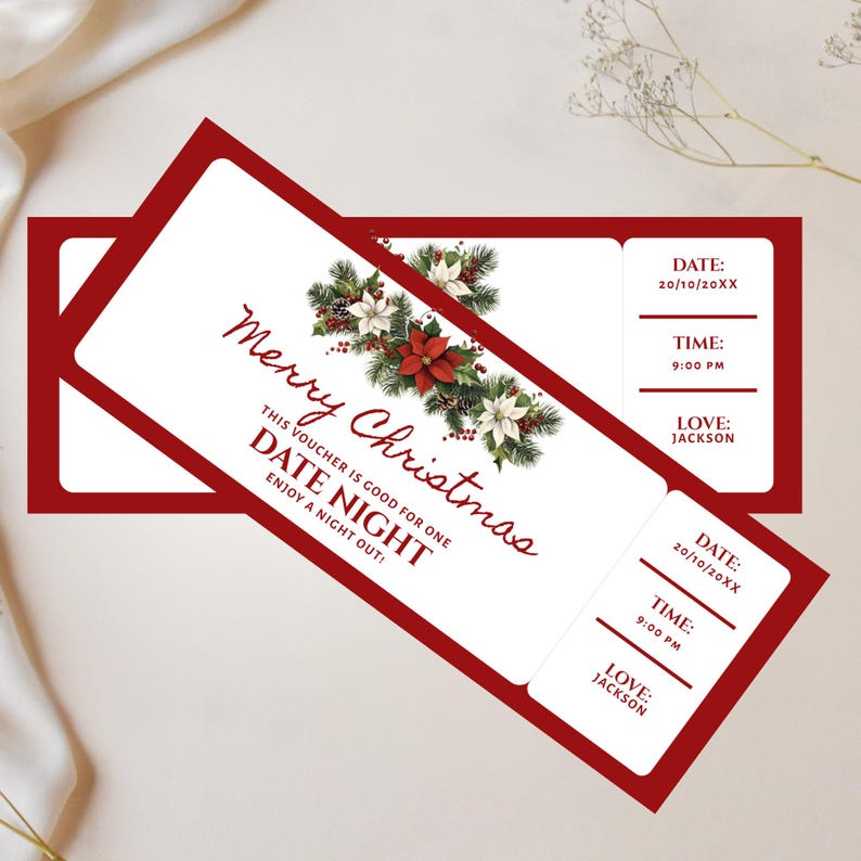Christmas Date Night Coupon Voucher - INSTANT DOWNLOAD - EDITABLE Text ...