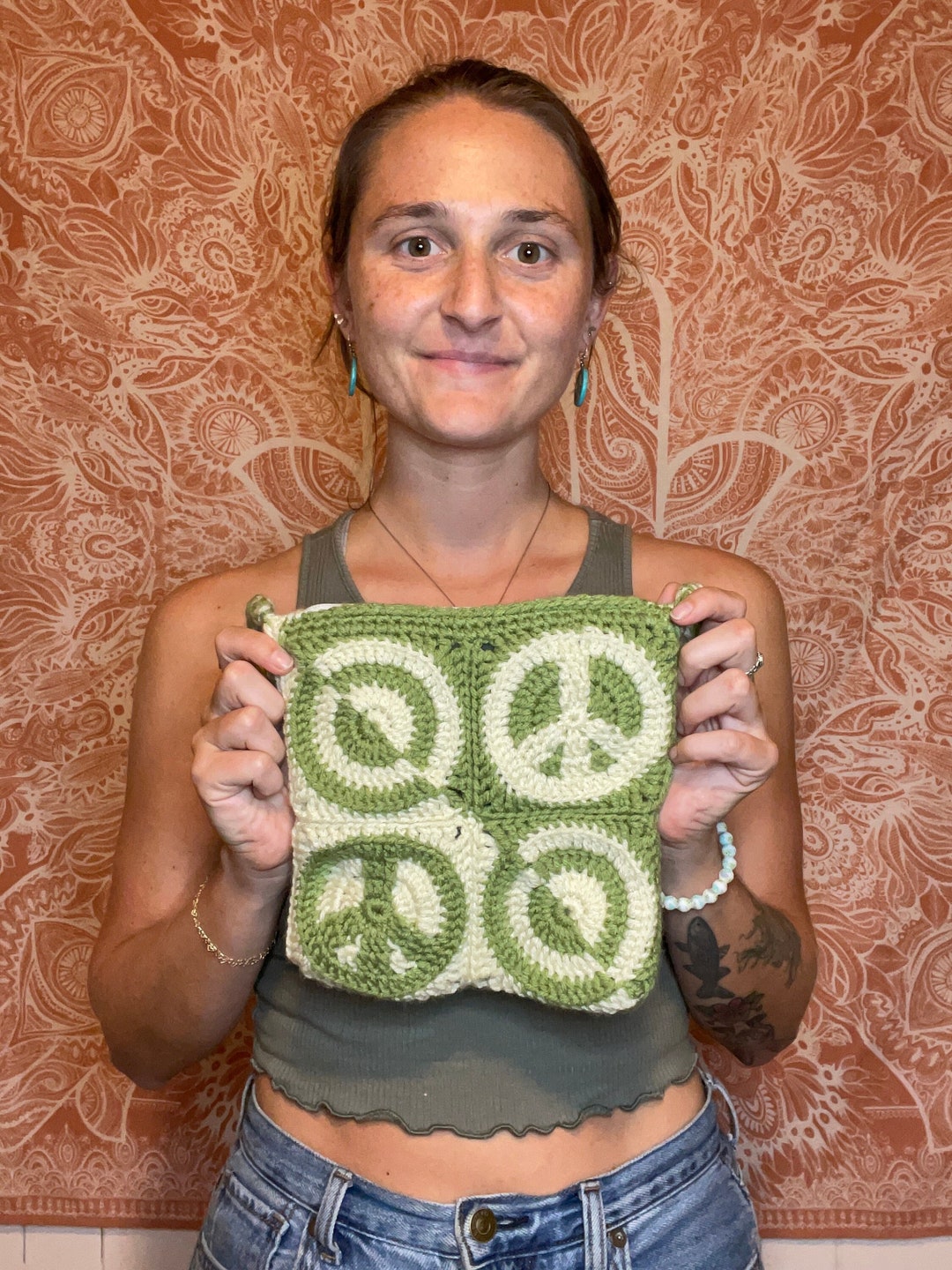 Crochet Peace Sign Purse - Etsy