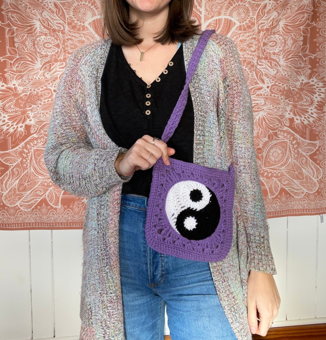 Purple Yin and Yang Crochet Shoulder Purse - Etsy
