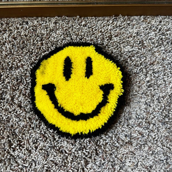 Black Smiley Face Rug - Etsy