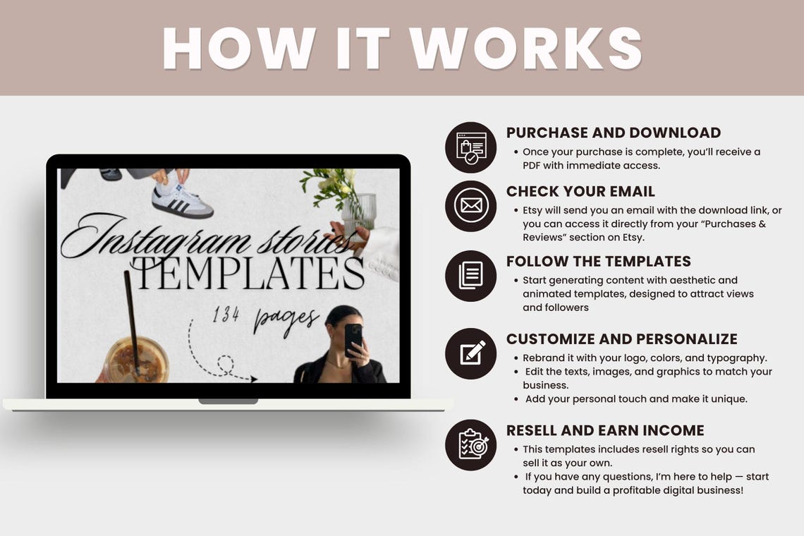 IG Bundle | 134 Story Templates + 68 Highlights + 290 Stock Photos ...