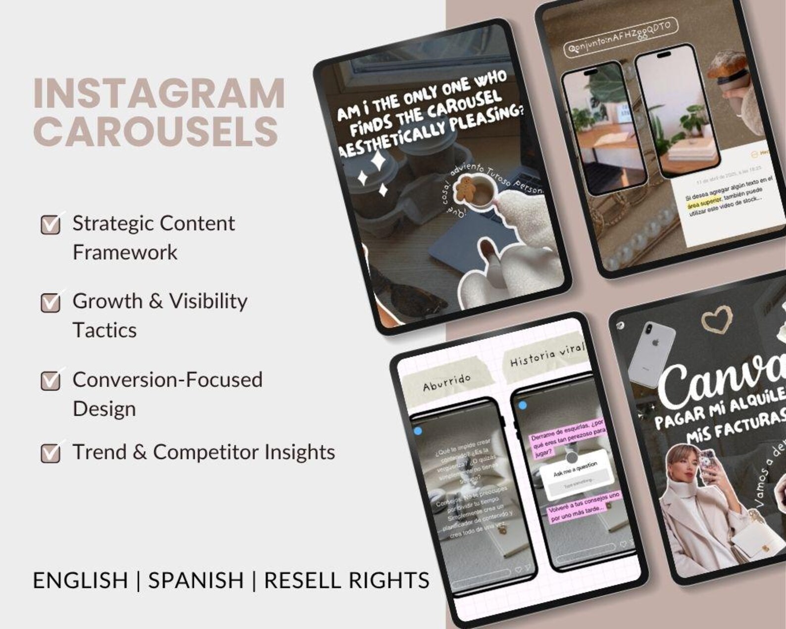 100+ Faceless Instagram Carousel Templates | Canva Social Media Kit ...
