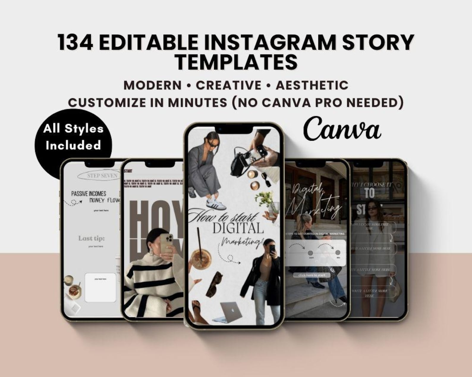 IG Bundle | 134 Story Templates + 68 Highlights + 290 Stock Photos ...