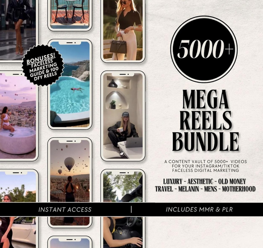 Faceless Reels Bundle | 5,000+ Instagram Reels for Creators & Brands - Etsy